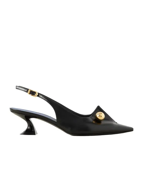 LANVIN Embellished Glossed-leather Slingback Pumps - Black