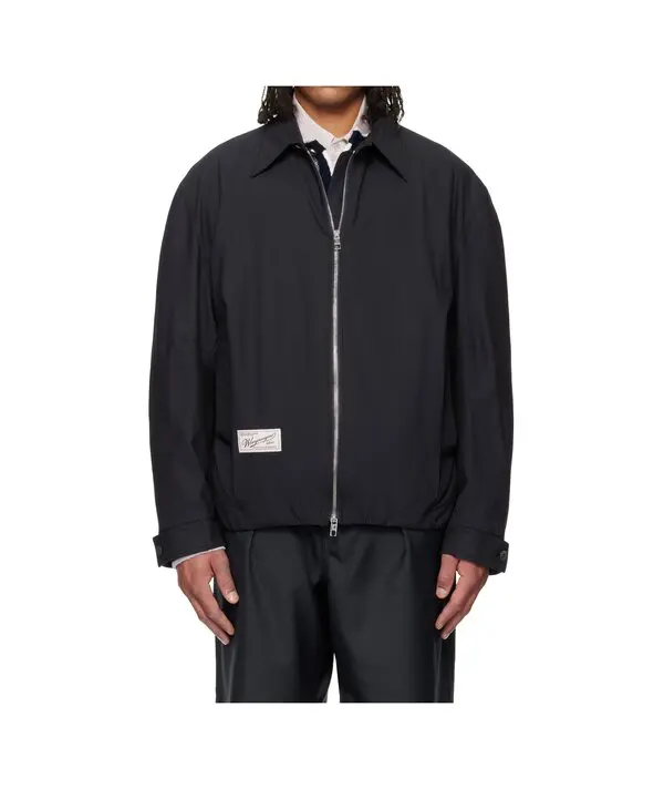 WOOYOUNGMI Pinstriped Zip Up Casual Jacket - Black