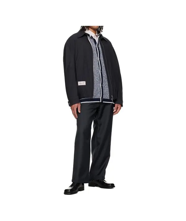 WOOYOUNGMI Pinstriped Zip Up Casual Jacket