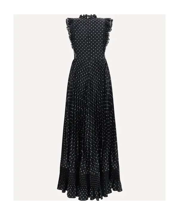 SELF-PORTRAIT Ruffled Polka Dot Maxi Dress