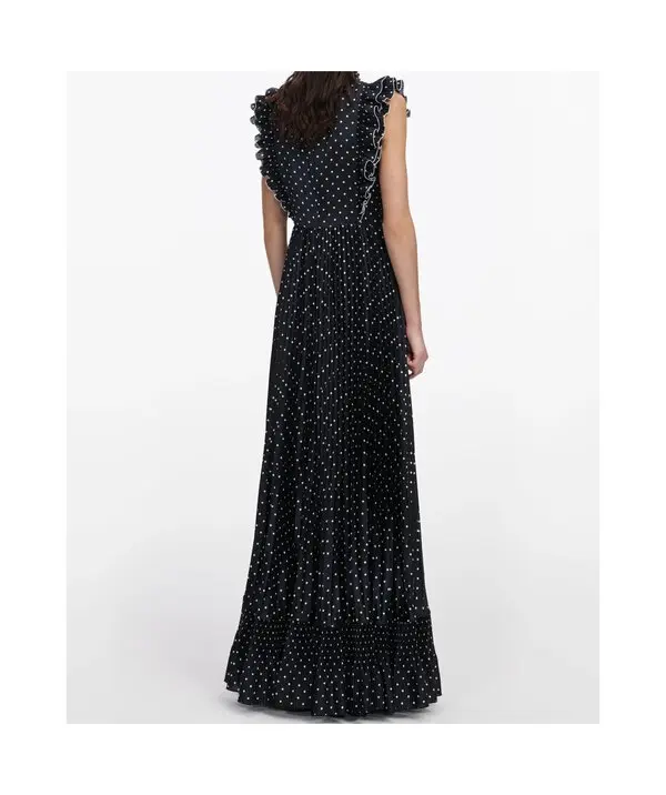 SELF-PORTRAIT Ruffled Polka Dot Maxi Dress