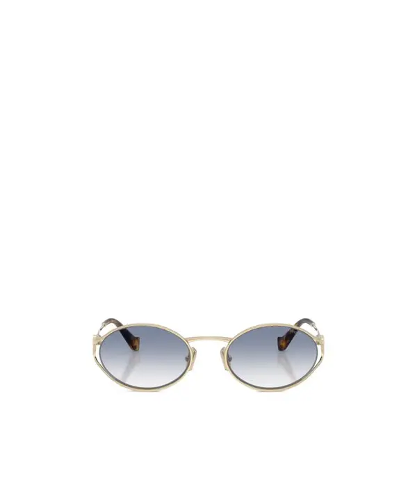 Miu Miu Oval Frame Sunglasses - Gold