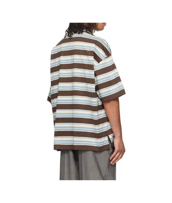 WOOYOUNGMI Striped Short-sleeved Polo Shirt