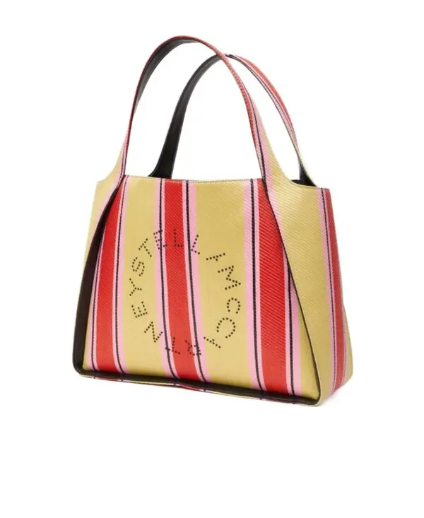 Stella McCartney Striped Logo Embellished Tote Bag - Multicolor
