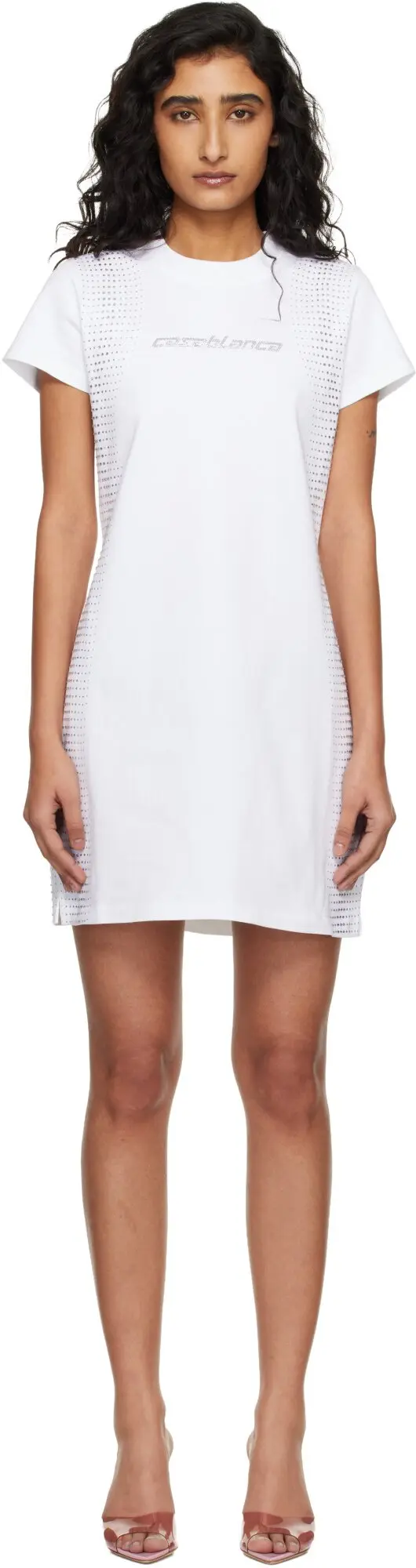 Casablanca Short-sleeved Crewneck Dress With Crystal Embellishment