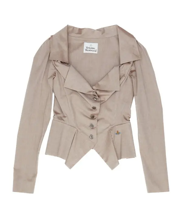 VIVIENNE WESTWOOD Long-sleeved Shirt With Ruffled Hem - Brown