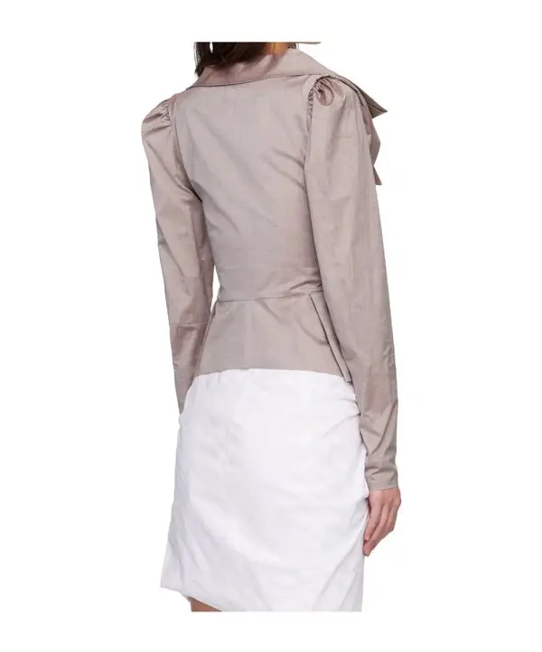 VIVIENNE WESTWOOD Long-sleeved Shirt With Ruffled Hem - Brown