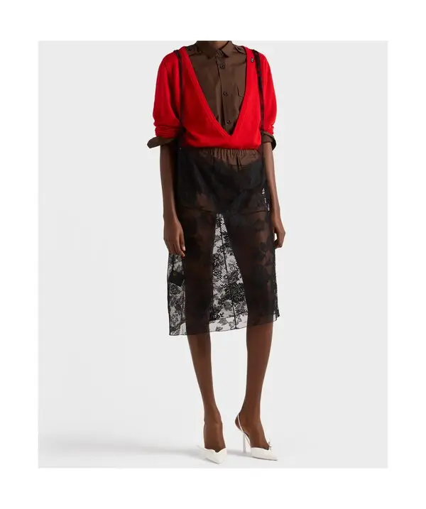 Prada Cashmere V-neck Sweater - Red