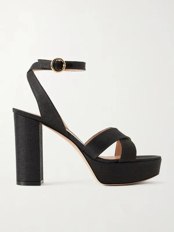GIANVITO ROSSI Sabrina Haiti 70 Raffia Platform Sandals - Black