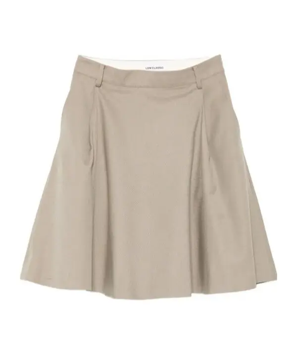 LOW CLASSIC Pleated A-line Midi Skirt - Nude