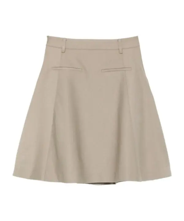 LOW CLASSIC Pleated A-line Midi Skirt - Nude