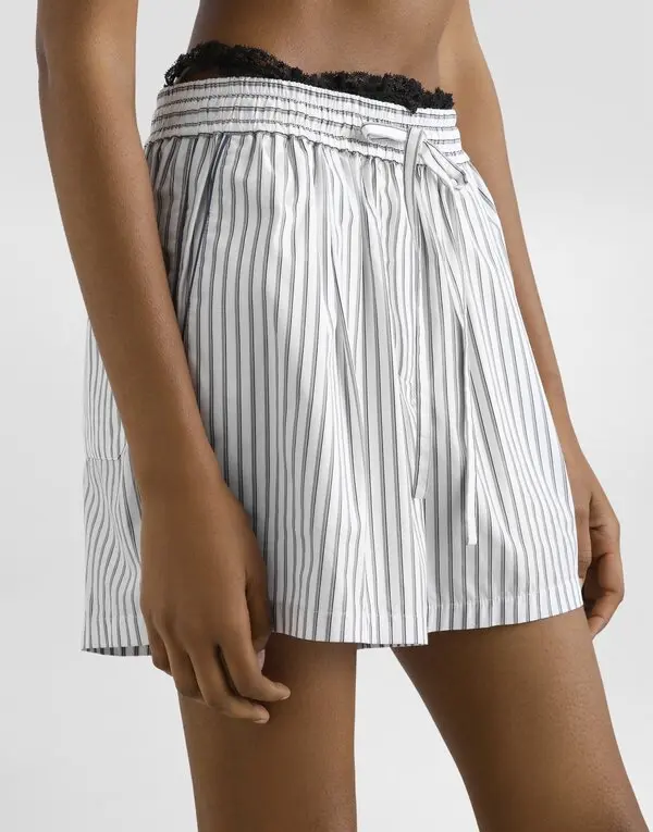 Dolce & Gabbana Striped Cotton And Silk-blend Drawstring Shorts - Multi-color