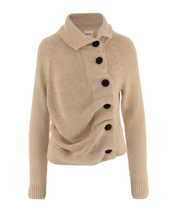 Khaite Lorrai Asymmetrical Draped Cardigan - Beige