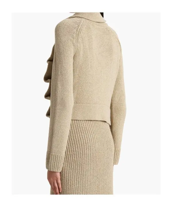 Khaite Lorrai Asymmetrical Draped Cardigan - Beige