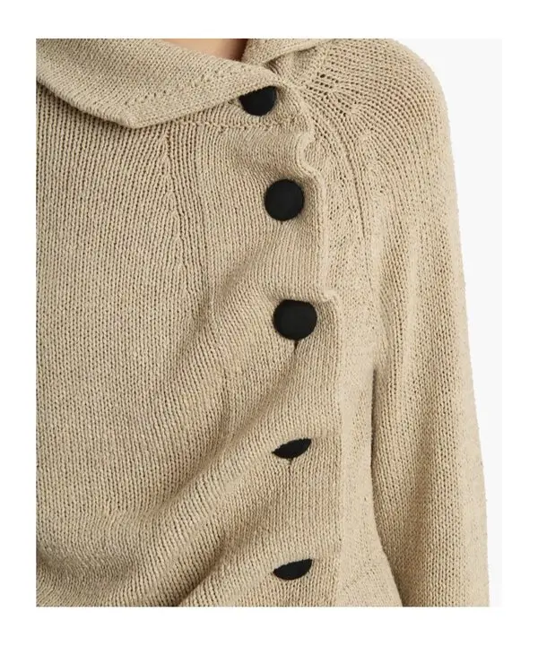 Khaite Lorrai Asymmetrical Draped Cardigan - Beige