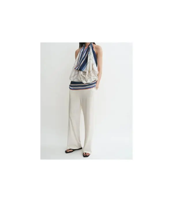 TOTEME Monogram-print Cotton Tulle Sarong - Ecru/navy