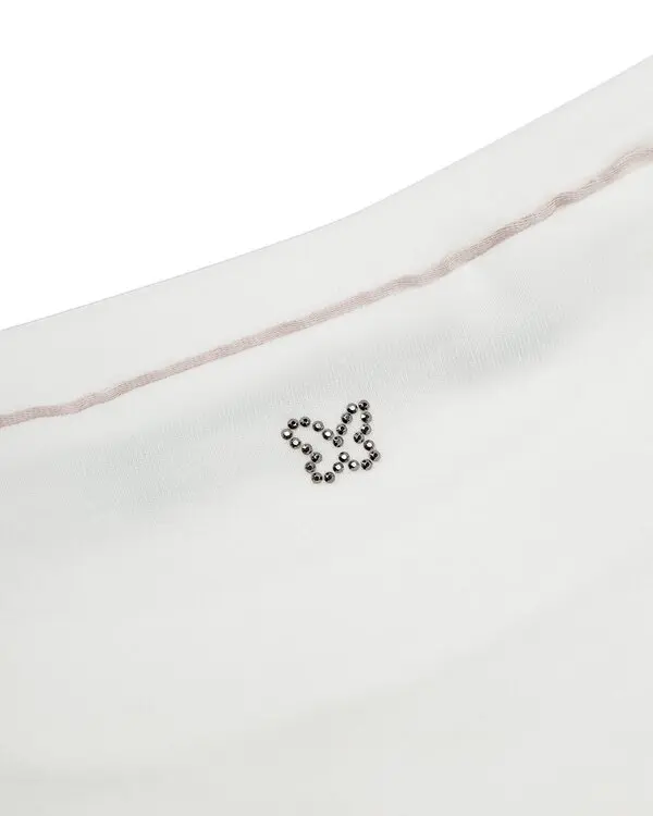 Max Mara Round Neck Short-sleeved T-shirt With Embellished Pocket - White