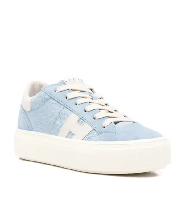 Hogan H705 Lace-up Round Toe Sneakers - Light Blue