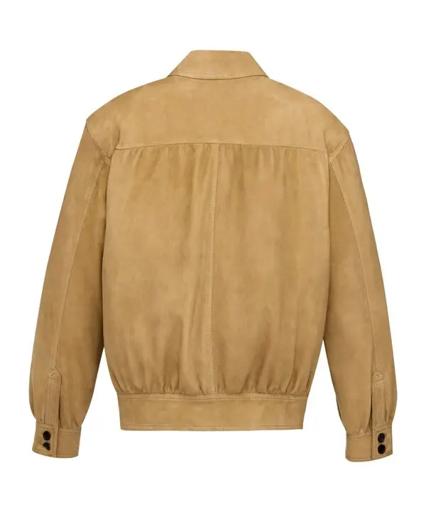 Saint Laurent Suede Button-up Jacket - Tobacco