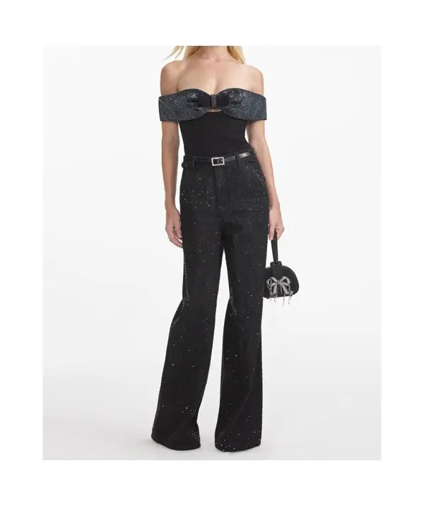 SELF-PORTRAIT Bow Detail Strapless Crepe Top