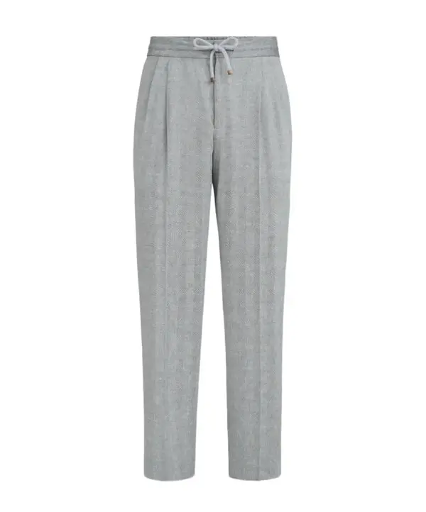 Brunello Cucinelli Drawstring Tailored Pleated Pants - Gray