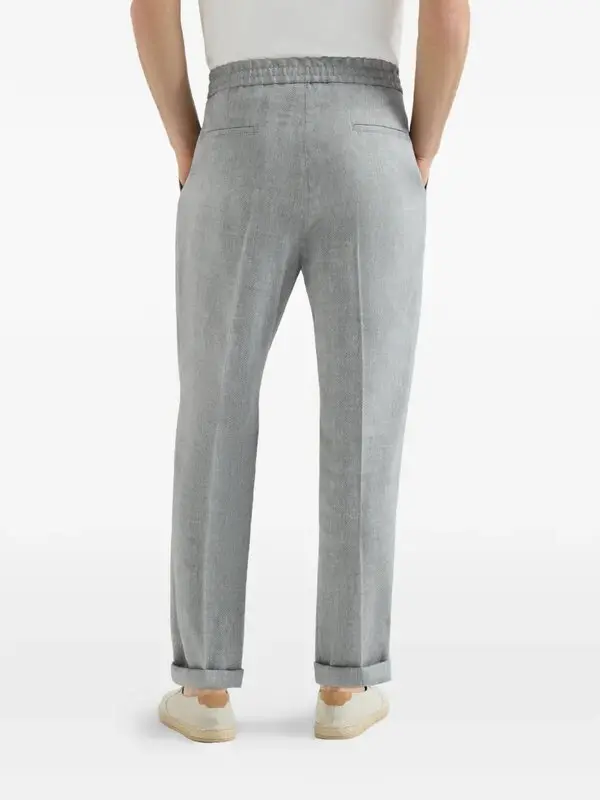 Brunello Cucinelli Drawstring Tailored Pleated Pants - Gray