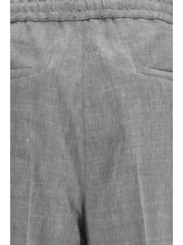 Brunello Cucinelli Drawstring Tailored Pleated Pants - Gray