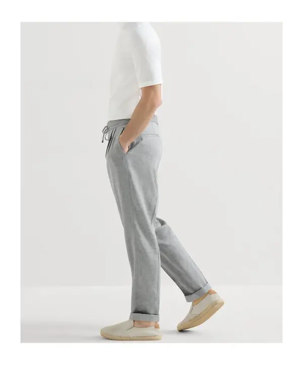 Brunello Cucinelli Drawstring Tailored Pleated Pants - Gray