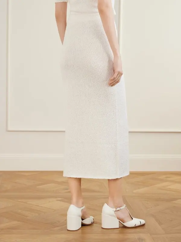 Gabriela Hearst Terranova Silk Knit Midi Skirt - White