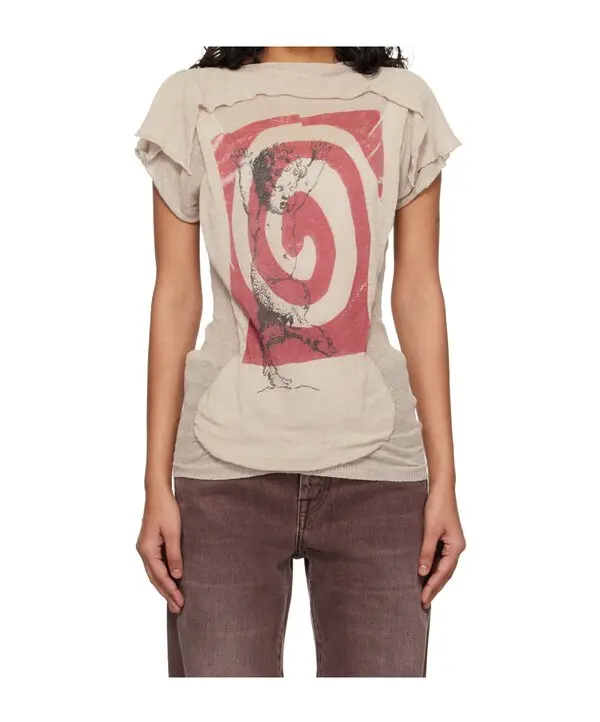 VIVIENNE WESTWOOD Printed Boat Neck Pleated Top