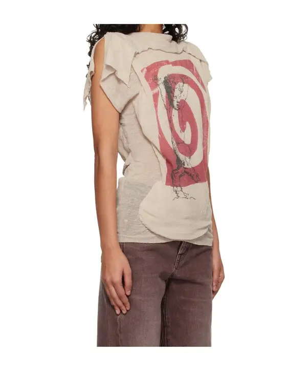 VIVIENNE WESTWOOD Printed Boat Neck Pleated Top