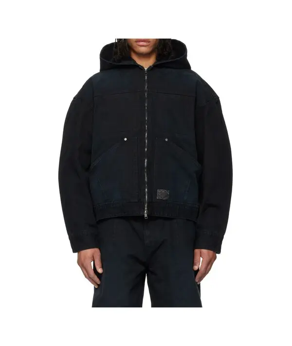 WOOYOUNGMI Hooded Dyed Casual Jacket - Black