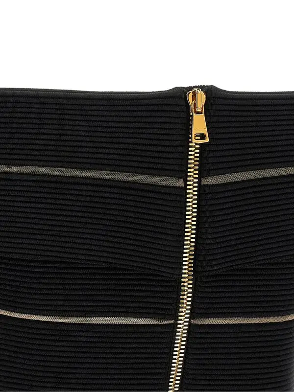 Balmain Off-the-shoulder Cropped Top With Mesh Inserts - Black
