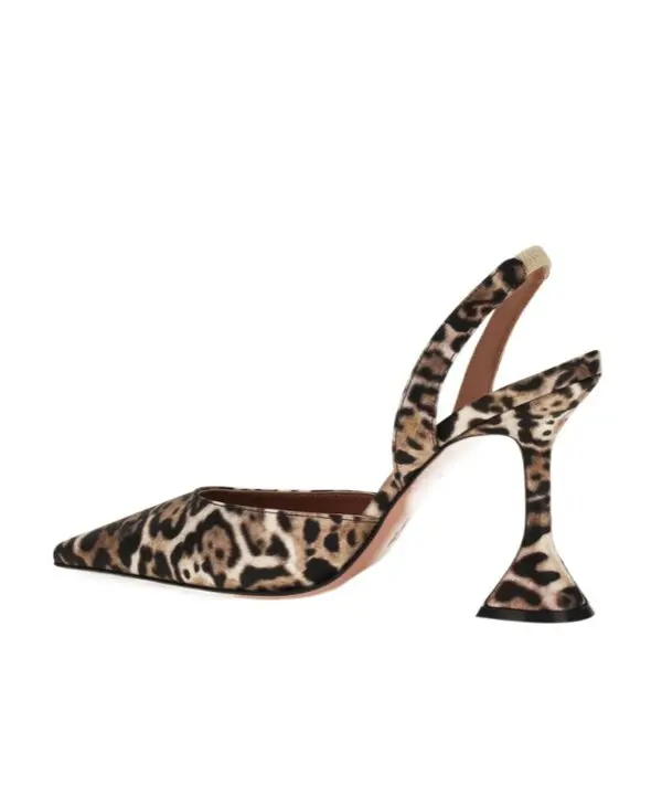 Amina Muaddi Leopard Print Slingback High-heeled Sandals