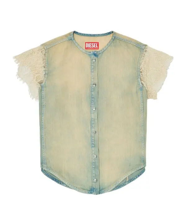DIESEL® De-malka-s Lace Paneled Button Shirt - Nude