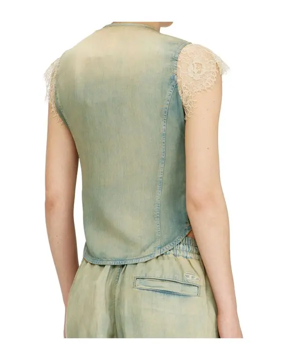 DIESEL® De-malka-s Lace Paneled Button Shirt - Nude