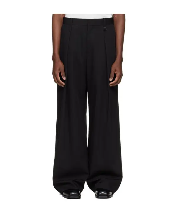 WOOYOUNGMI Single-pleated Wide-leg Trousers - Black