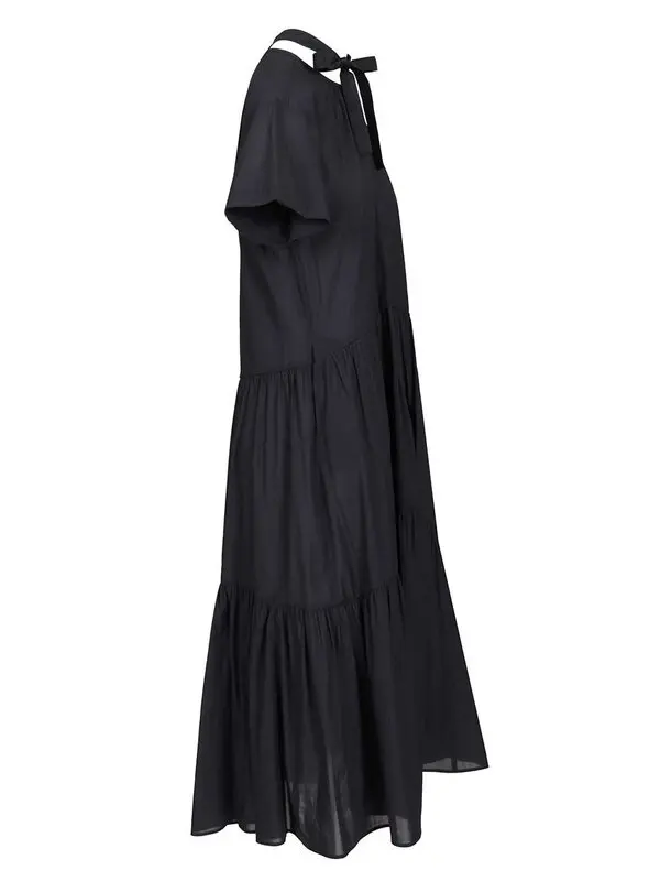 Max Mara Alloro Tiered Midi Dress - Navy Blue