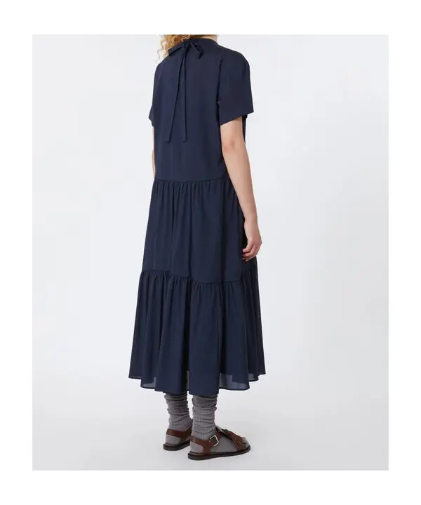Max Mara Alloro Tiered Midi Dress - Navy Blue