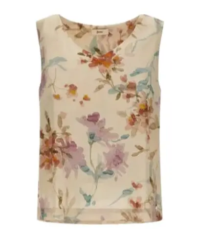 Herno Sleeveless Floral Print V-neck Top