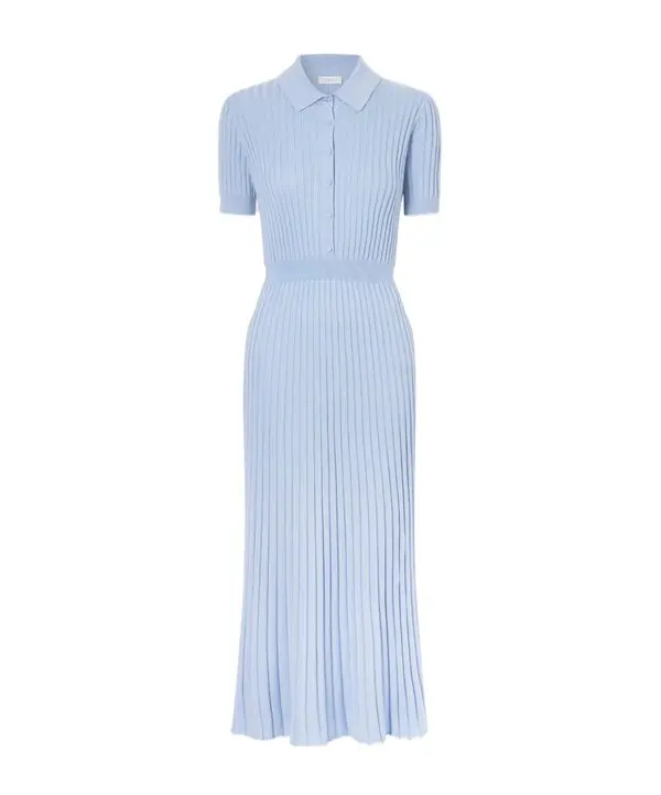 Gabriela Hearst Ribbed Silk And Cashmere-blend Midi Dress - Sky-blue