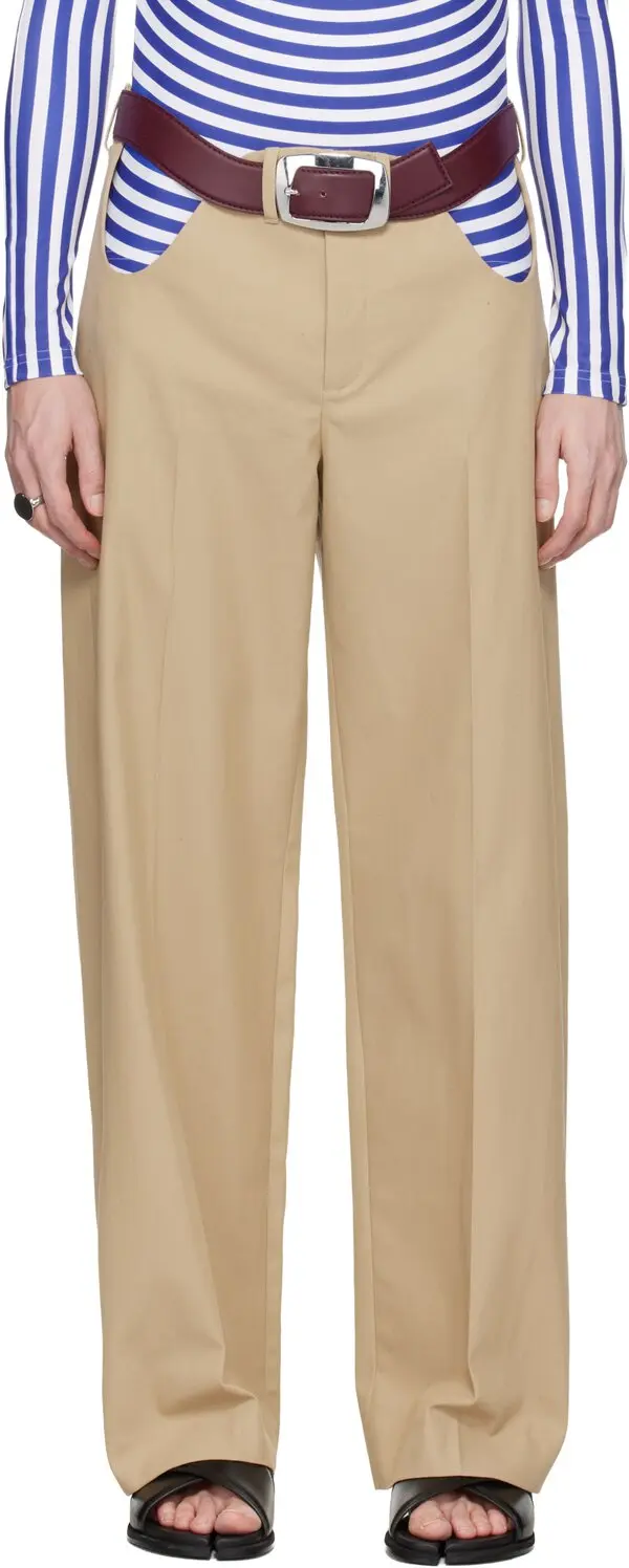 JEAN PAUL GAULTIER Cotton Twill Trousers - Nude