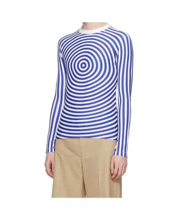 JEAN PAUL GAULTIER Circular Stripe Crewneck Top - Nude