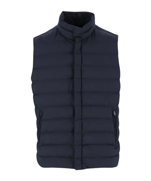 Herno Quilted Down Vest With High Neck - Black