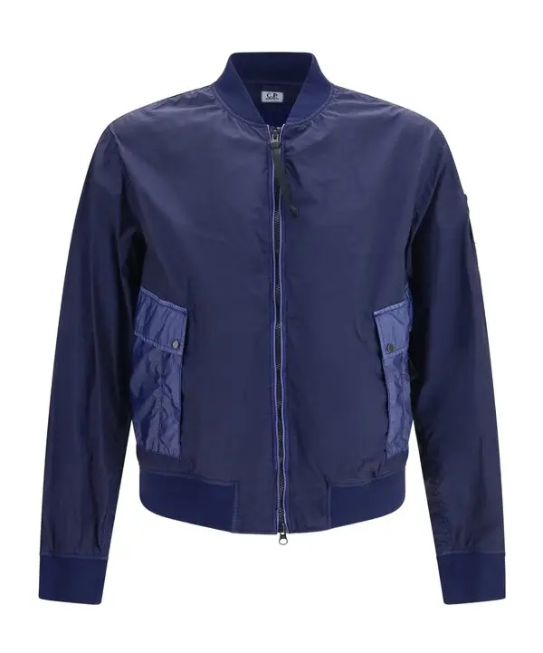 C.P. COMPANY Bi-tm Mixed Lens Bomber Jacket - Blue