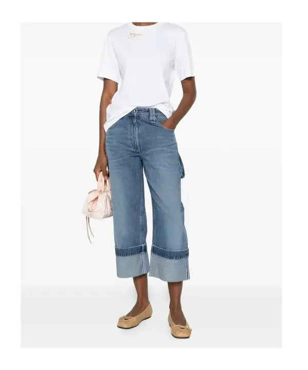 Simone Rocha Straight Leg Cuffed Jeans - Blue