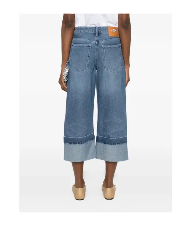 Simone Rocha Straight Leg Cuffed Jeans - Blue