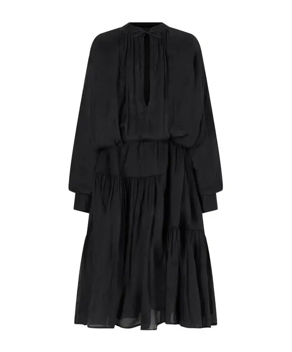 Dries Van Noten Pleated Ramie-mousseline Midi Dress