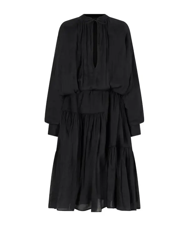 Dries Van Noten Pleated Ramie-mousseline Midi Dress