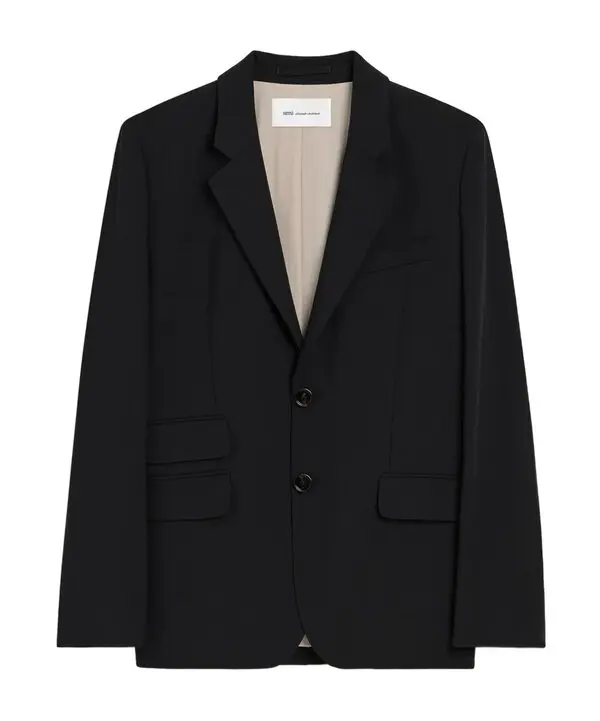 Ami Single-breasted Boxy Jacket - Black